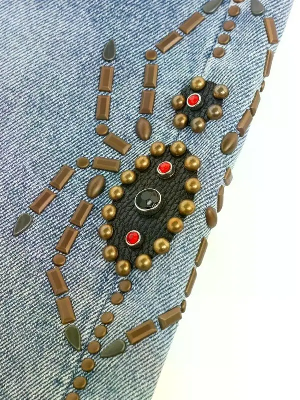 BLDG4 Pantheon Studded Wide Leg Denim Shorts