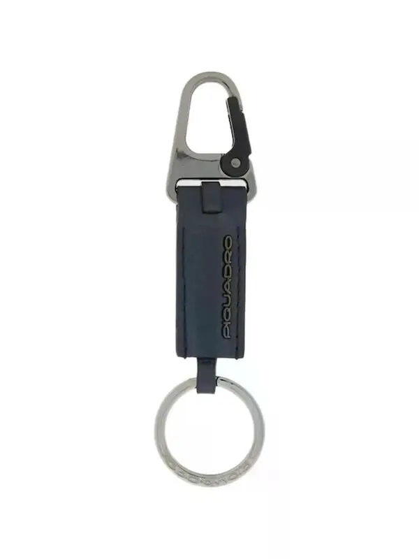 PIQUADRO Leather Carabiner Keyring - Blue