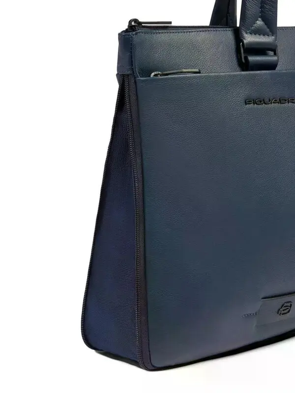 PIQUADRO Shock-absorbing Leather Laptop Bag - Blue