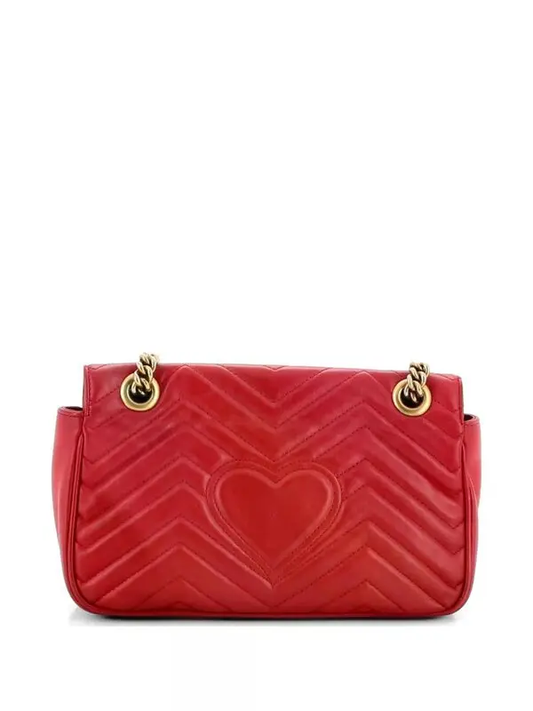 Gucci Gg Marmont Flap Matelasse Leather Small Crossbody Bag - Red