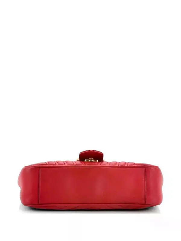 Gucci Gg Marmont Flap Matelasse Leather Small Crossbody Bag - Red
