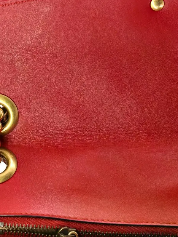 Gucci Gg Marmont Flap Matelasse Leather Small Crossbody Bag - Red