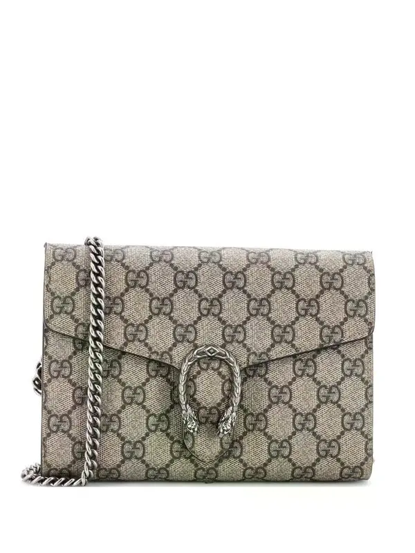 Gucci Dionysus Chain Wallet Gg Coated Canvas - Brown