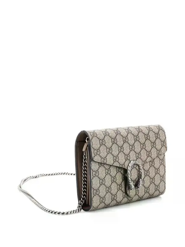 Gucci Dionysus Chain Wallet Gg Coated Canvas - Brown