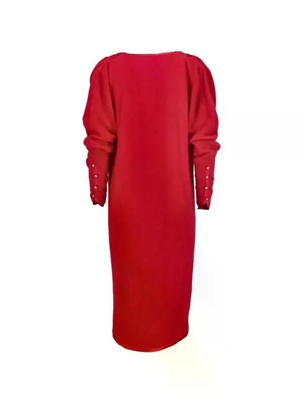 Saint Laurent V-neck Button-cuff Midi Dress