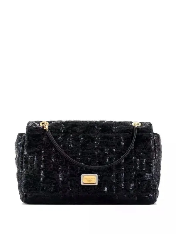 Dolce & Gabbana Miss Charles Flap Bag Quilted Sequins And Python Medium Shoulder Bag