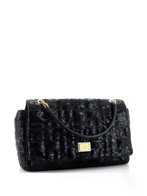 Dolce & Gabbana Miss Charles Flap Bag Quilted Sequins And Python Medium Shoulder Bag