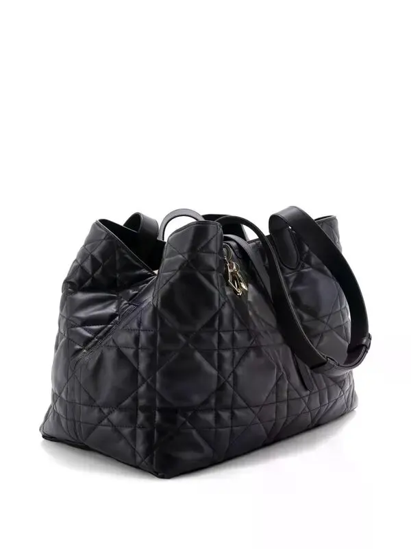 Dior Cannage Quilted Calfskin Large Tote Bag - Black