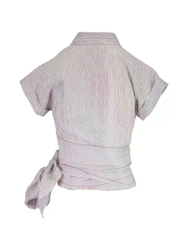 Talbot Runhof Striped Wrap Blouse