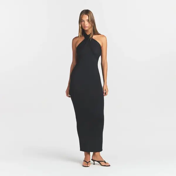 SKIMS Convertible Maxi Dress In Black - Obsidian