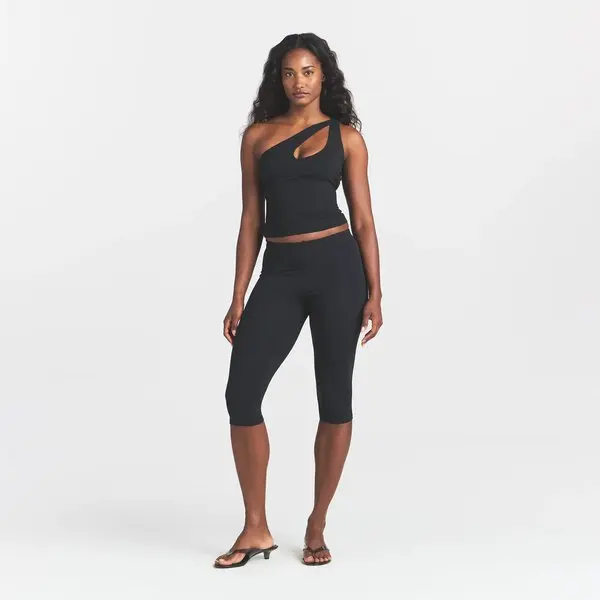 SKIMS One Shoulder Top With Cut Out Detail - Obsidian