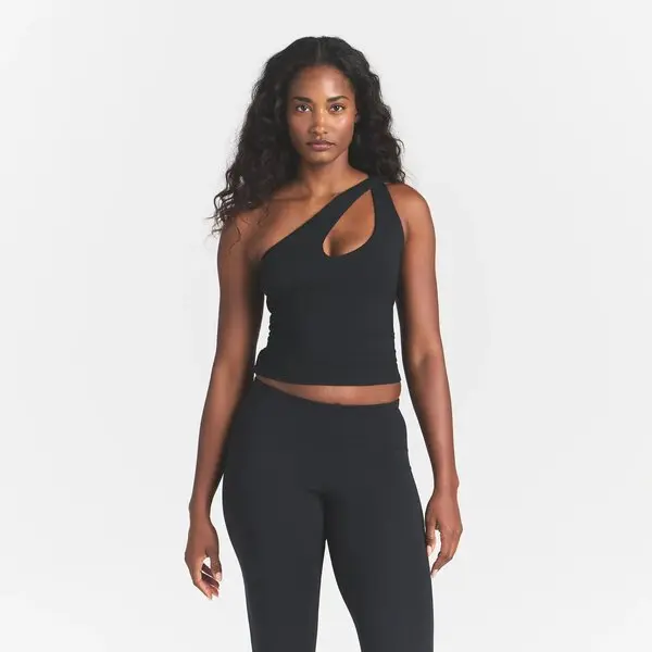 SKIMS One Shoulder Top With Cut Out Detail - Obsidian