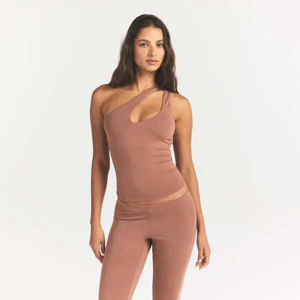 SKIMS One Shoulder Cut Out Top - Nutmeg