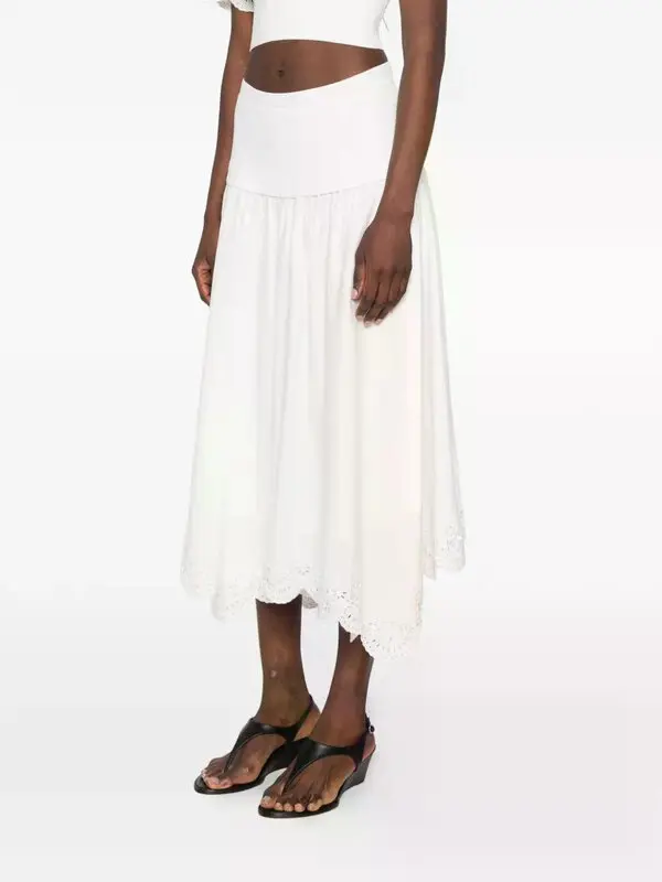 Simkhai Haven Midi Skirt With Floral Embroidery And Asymmetric Hem