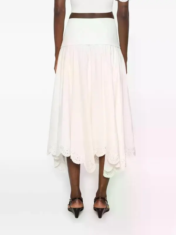 Simkhai Haven Midi Skirt With Floral Embroidery And Asymmetric Hem