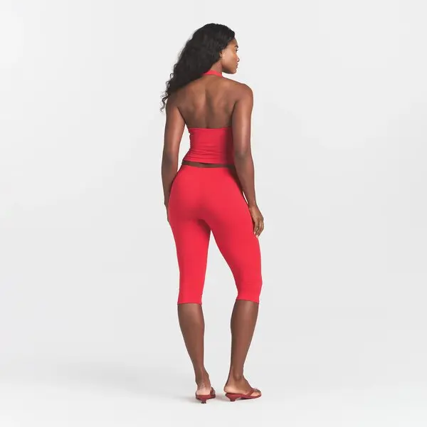 SKIMS Halter Top With Plunge Neckline And Low Back - Carmine