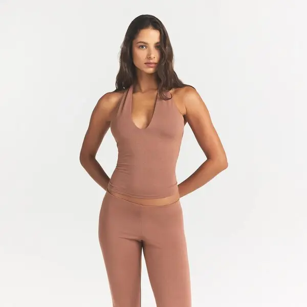 SKIMS Plunge Halter Top - Nutmeg