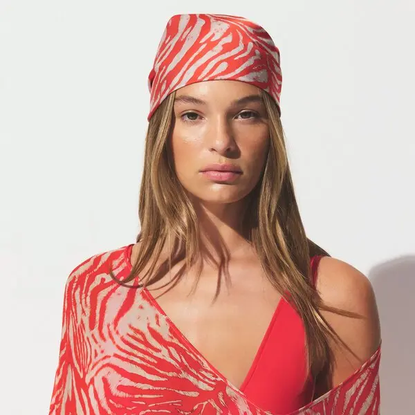 SKIMS Headscarf | Red | Accessories - Carmine Zebra Print