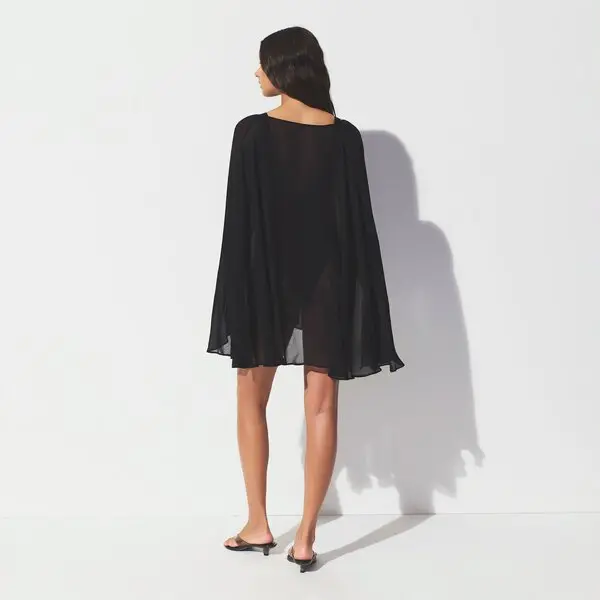 SKIMS Sheer Mini Kaftan | Black | | Swim Cover Ups