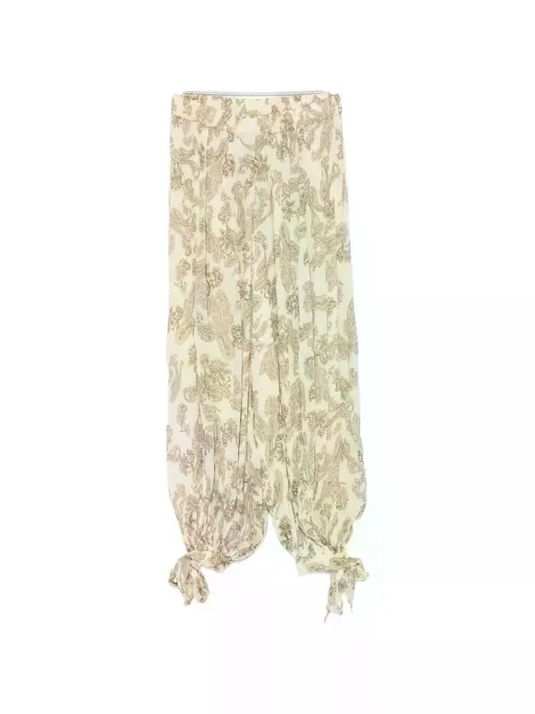 Hemant & Nandita Dani Paisley-print Tie-cuff Trousers - Neutrals