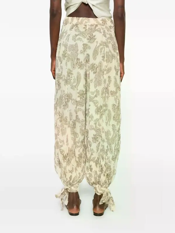 Hemant & Nandita Dani Paisley-print Tie-cuff Trousers - Neutrals