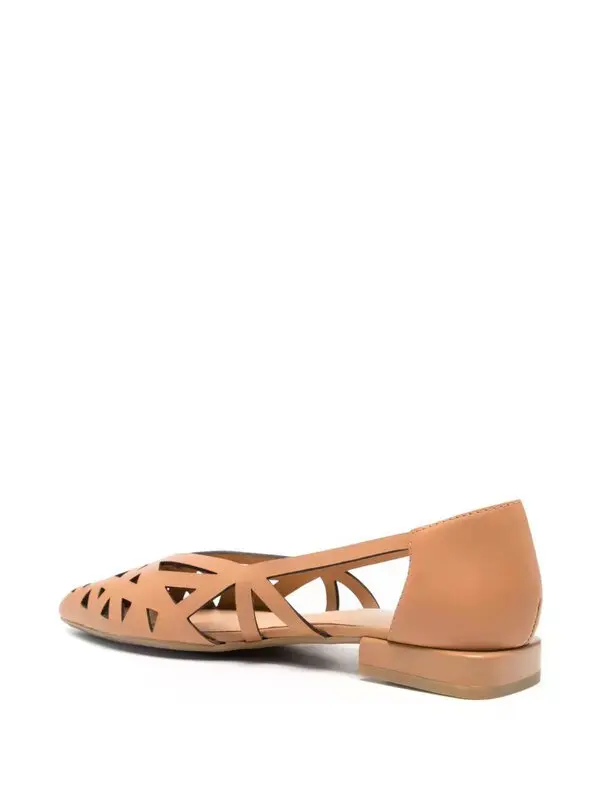 GIOSEPPO Bumala Cut-out Leather Ballet Flats - Brown