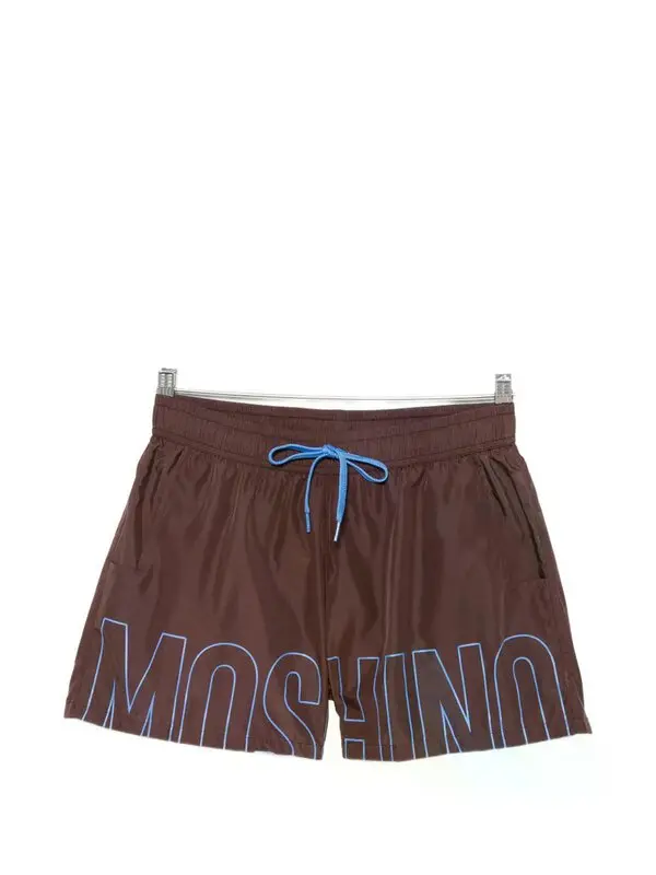Moschino Print Drawstring Swim Shorts - Brown