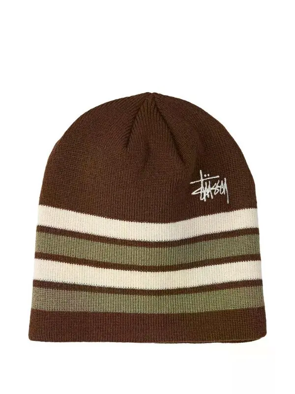 StÜssy Striped Skullcap Beanie - Brown