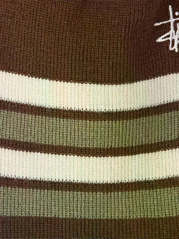 StÜssy Striped Skullcap Beanie - Brown