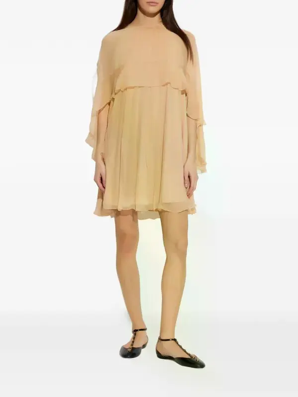Chloé Ruffled Silk Mini Dress - Neutrals