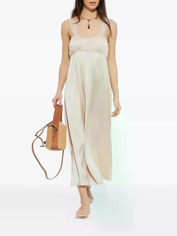 Chloé Gathered Silk Midi Dress - Neutrals