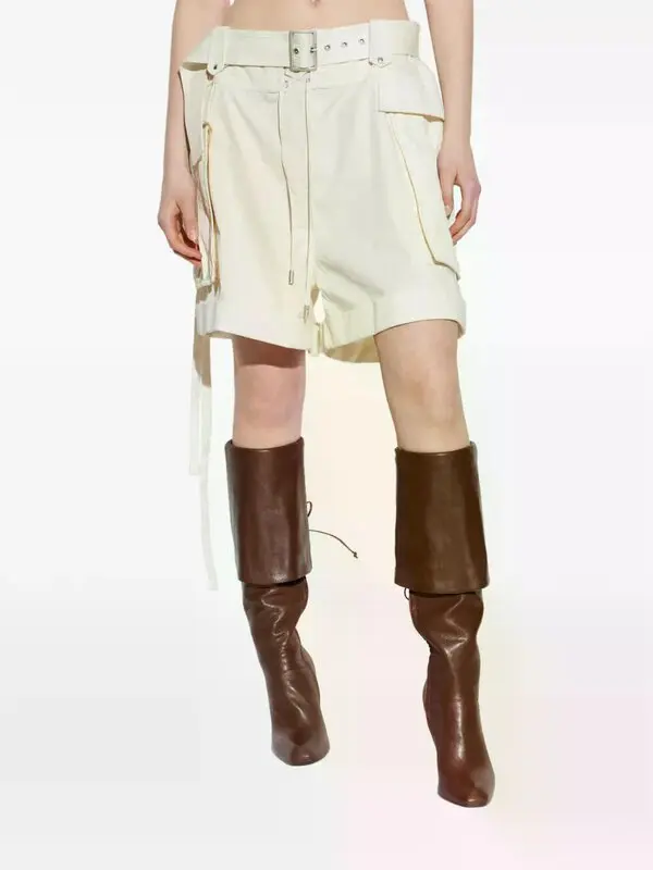Alexander McQueen Cream Cotton Belted Cargo Shorts - Neutrals