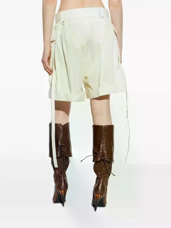 Alexander McQueen Cream Cotton Belted Cargo Shorts - Neutrals