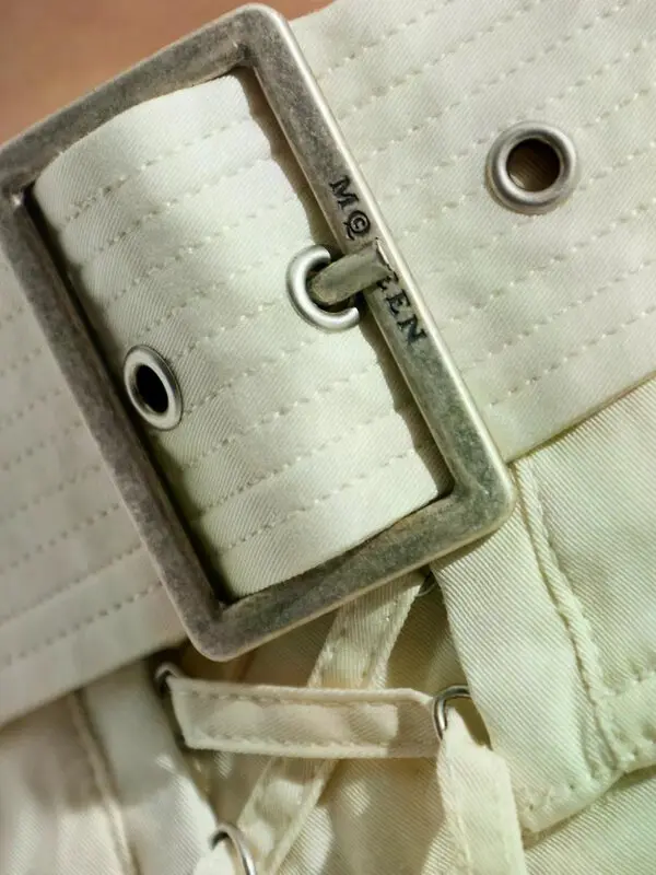Alexander McQueen Cream Cotton Belted Cargo Shorts - Neutrals