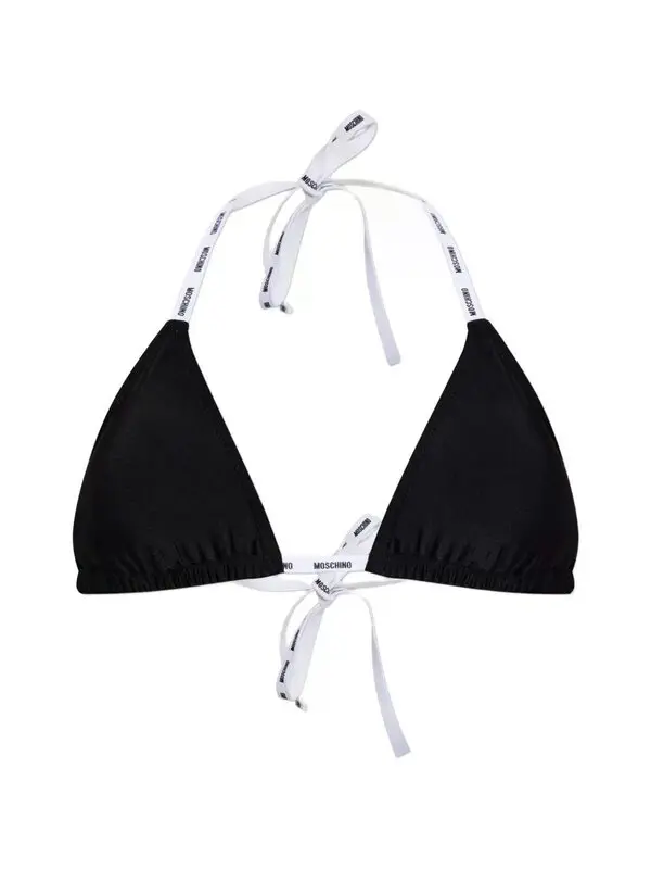 Moschino Detail Triangle Bikini Top - Black