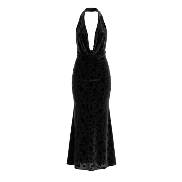ALOMA STUDIO Moon Devoré Velvet Maxi Dress - Black