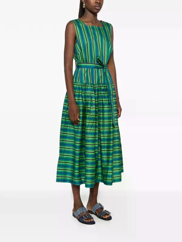 ALEMAIS Margo Midi Dress With Square Neck And Gathered Skirt
