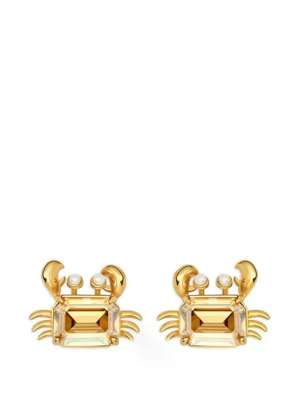 Oscar De La Renta Crystal Crab Earrings - Gold