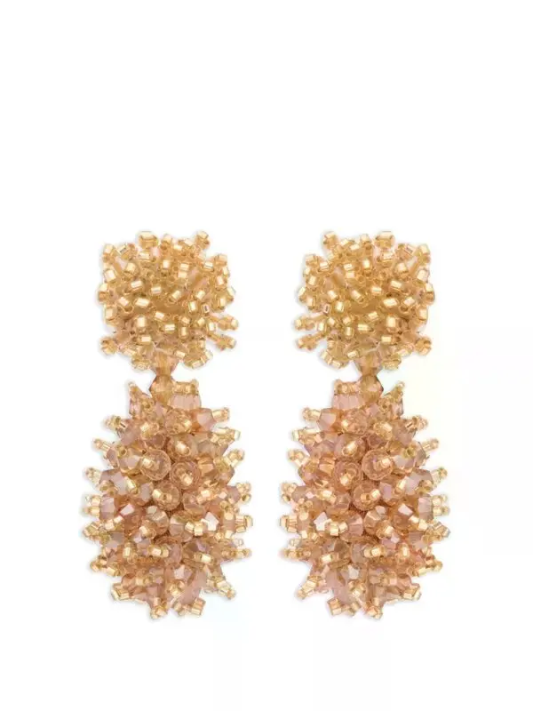 Oscar De La Renta Beaded Cluster Drop Earrings - Gold