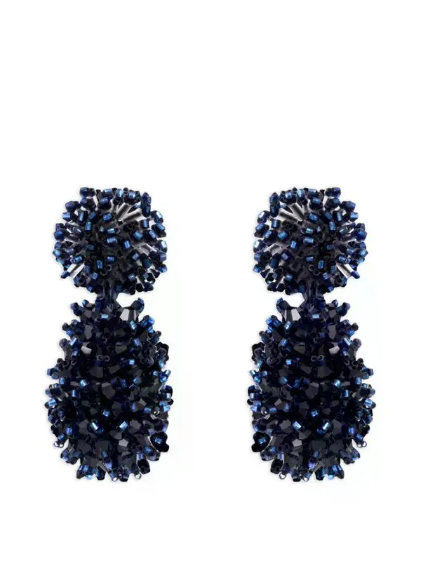 Oscar De La Renta Beaded Cluster Drop Earrings - Blue