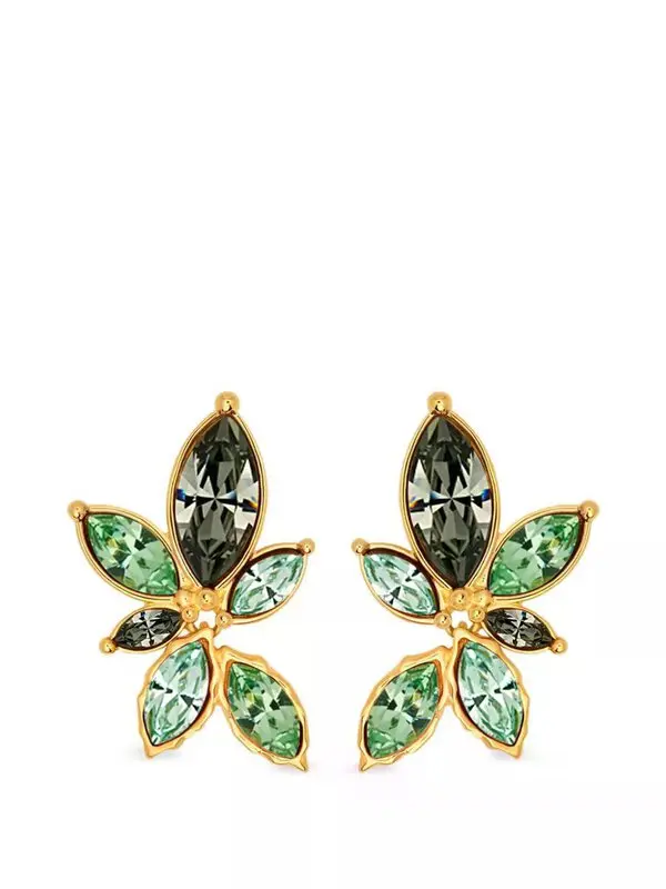 Oscar De La Renta Navette Crystal Clip-on Earrings - Gold