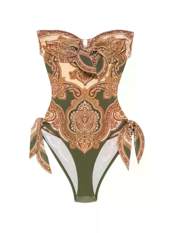 Zimmermann Mahon Paisley-print Swimsuit - Green