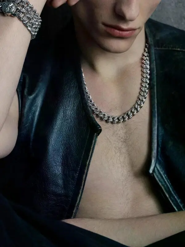 Emanuele Bicocchi Tone Bronze Studded Curb-chain Necklace
