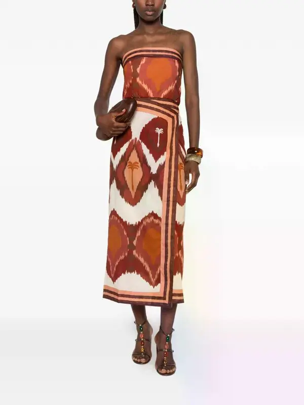 Johanna Ortiz Strapless Maxi Dress With Palm Tree Motif - Neutrals