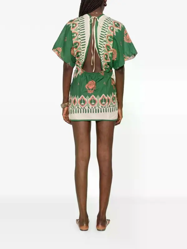 Johanna Ortiz Palm-tree Print V-neck Mini Dress
