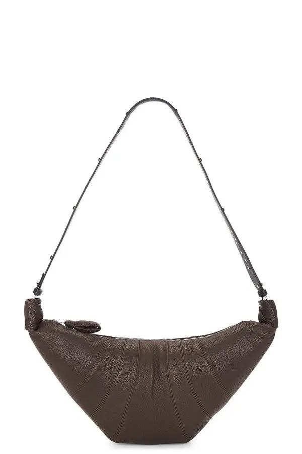 LEMAIRE Western Studs Medium Croissant Bag - Dark Chocolate