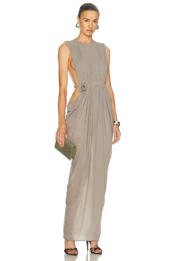 MAYGEL CORONEL Ruched Maxi Dress - Arcilla