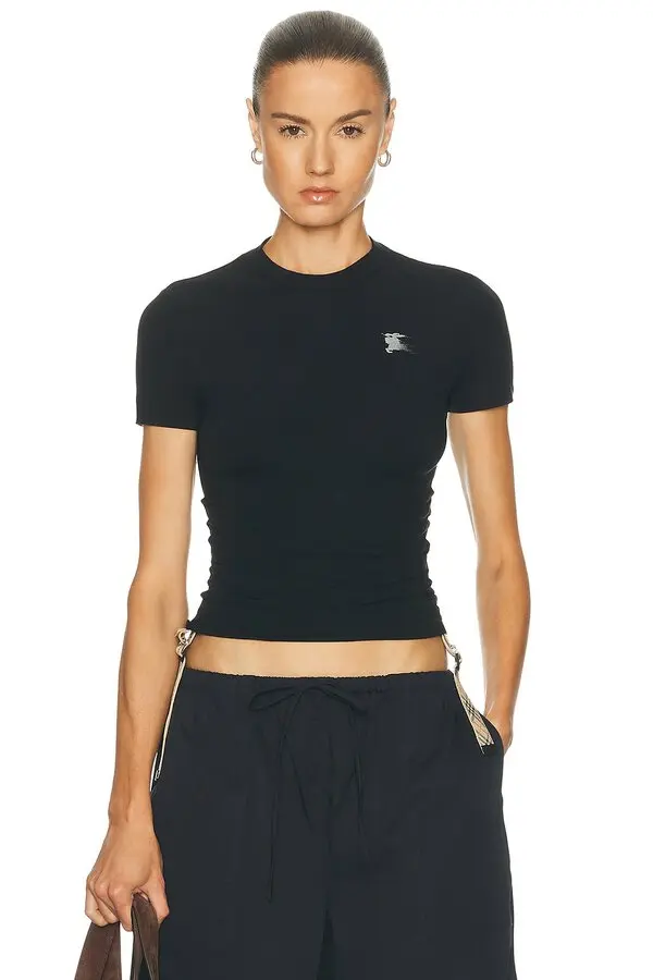 Burberry Avery Ribbed T-shirt With Signature Check Straps