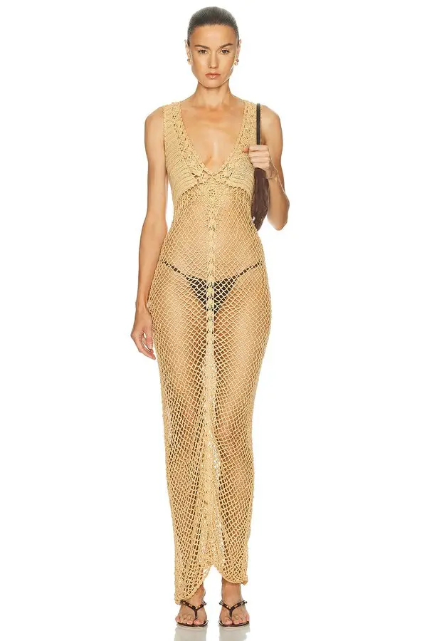 Akoia Swim Aurelia Crochet Maxi Dress - Gold