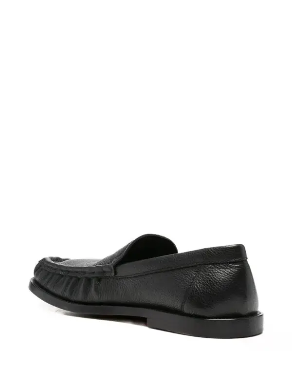 PAURA Grained Leather Gathered Loafers